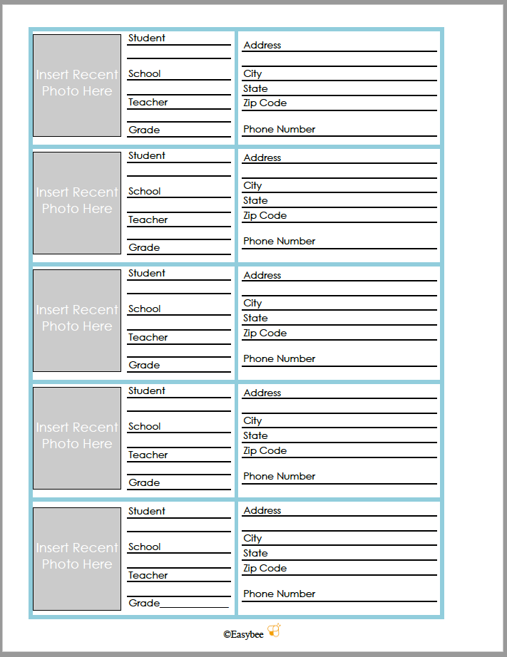 child template printable